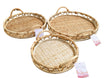 Eden Grace Hand Woven Round Rattan Serving Trays with Wavy Design and ...